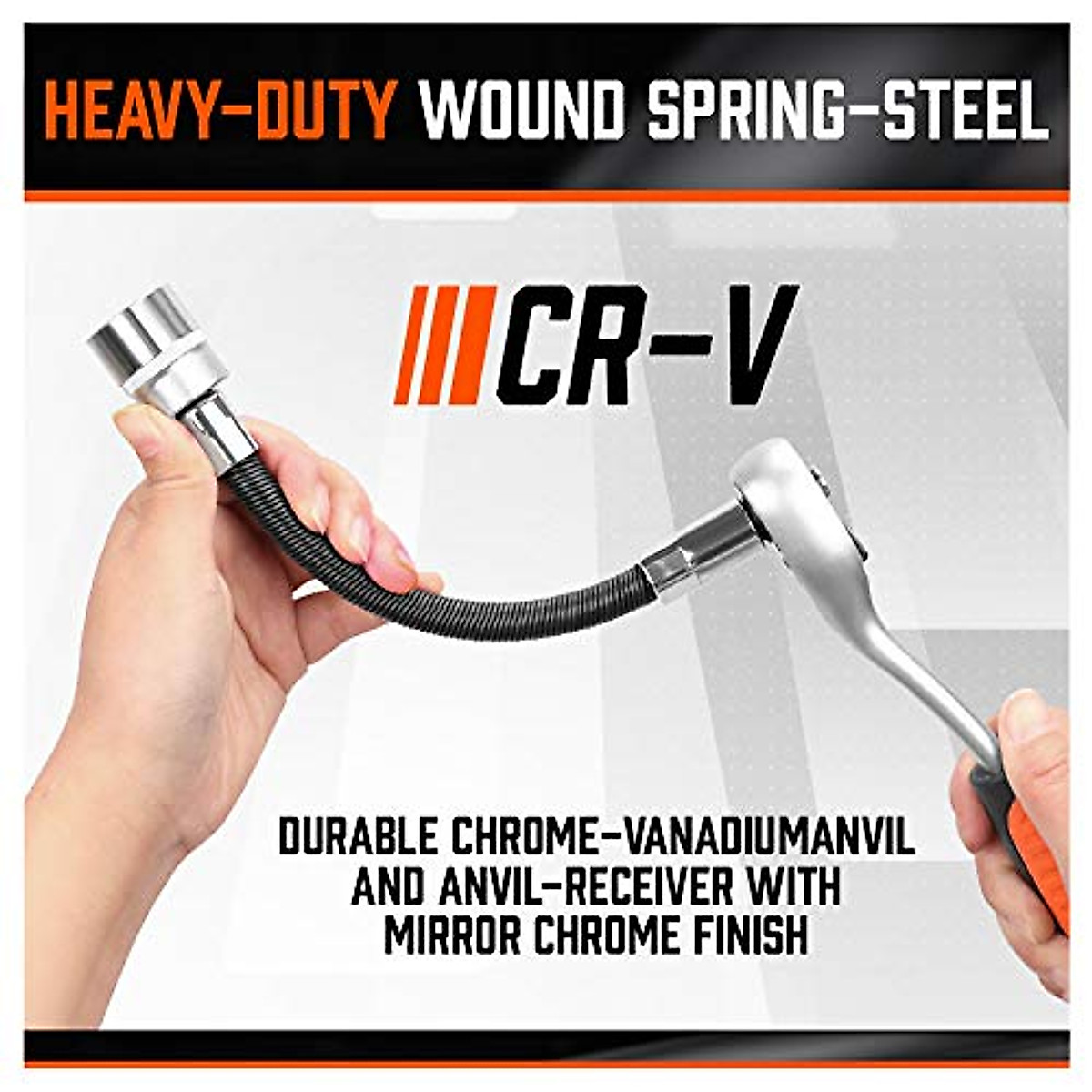 SEDY Flexible Extension Bar Set, 2-Piece Drive Socket Flex Bar 1/4" x 6" & 3/8" x 8"