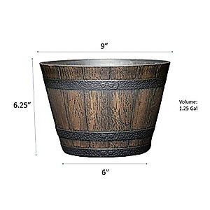Classic Home and Garden S74D-037R Whiskey Barrel, 9", Kentucky Walnut