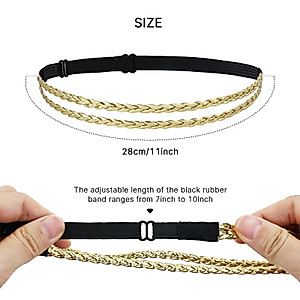 Dizila 6 Pieces Bohemian Hippie Adjustable Elastic Double-Stranded Braided Leather Headbands+Triple- Stranded Twisted Hair Bands Boho Accessories for Women Girls