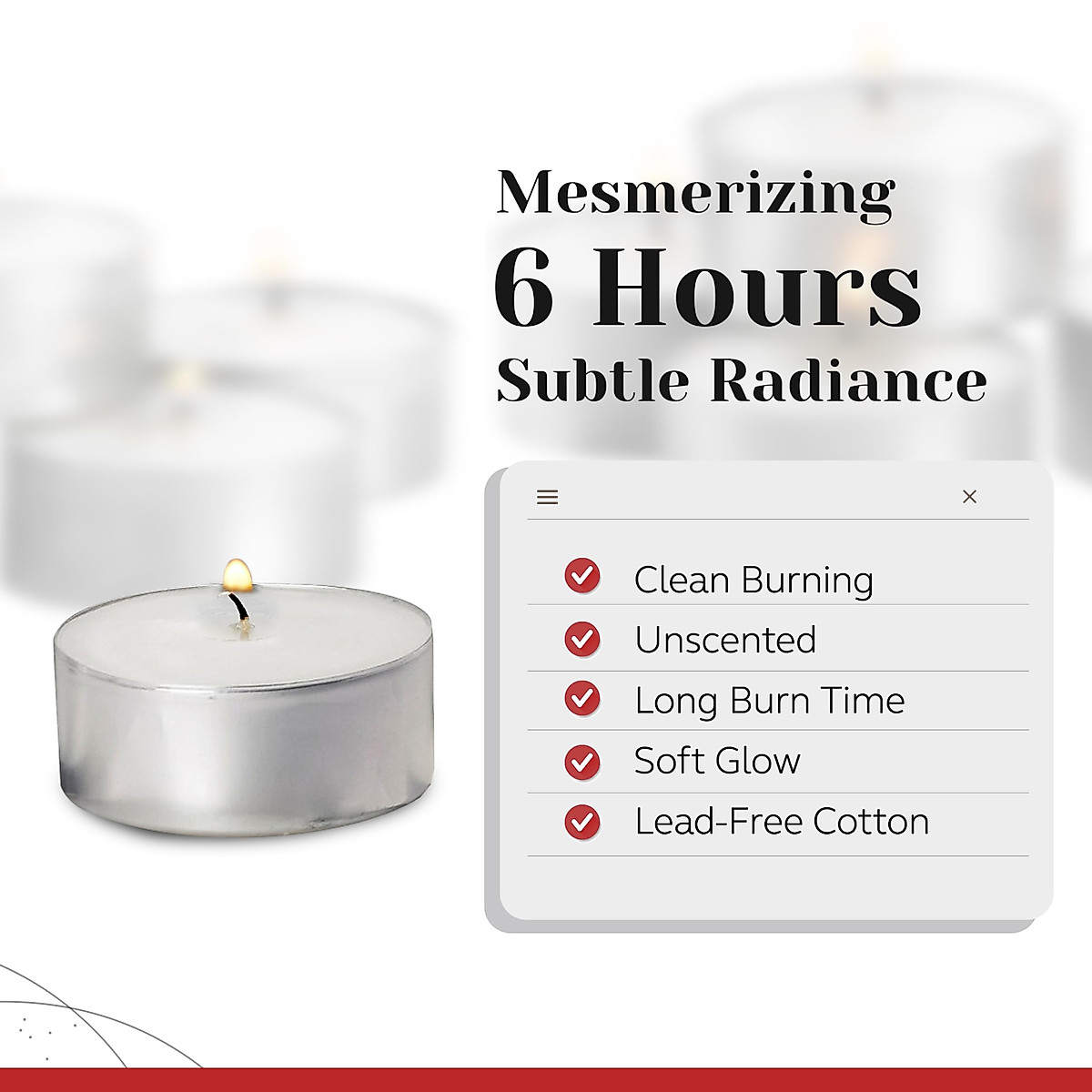 PARNOO White Tea Light Candles, 250 Pcs – 6-Hour Long Burn Time Small Candles, No Soot, Unscented with Cotton Wick in Metal Cups – Bulk Pack of Candles for Romantic Dinners, Weddings, Spas, & Hotels