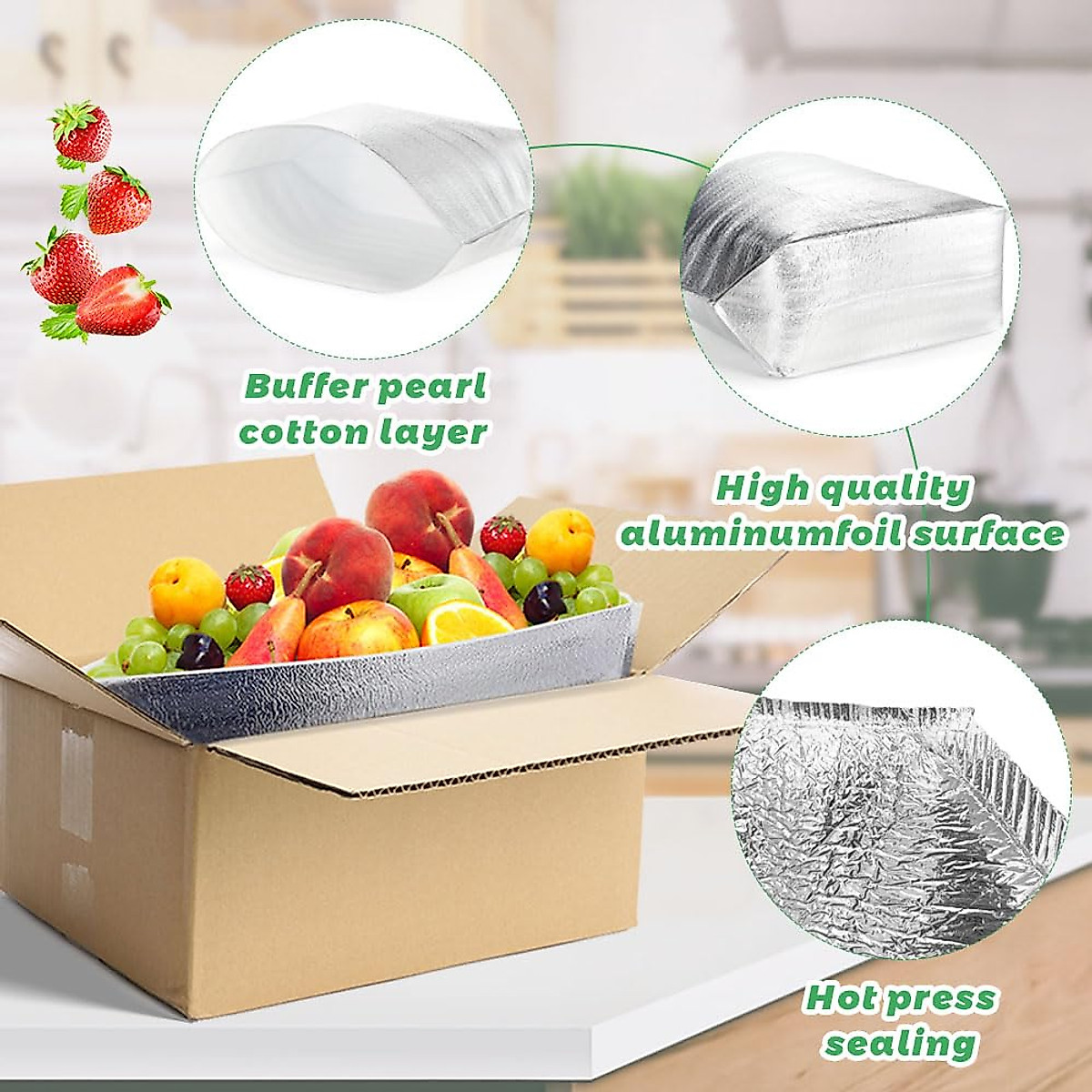 NDSWKR 10 Pack Reusable Insulated Shipping Bags, 13.4 x 13.4 x 8.35 Inch Foil Thermal Box Liners for Frozen and Hot Food, Large Insulated Grocery Bags for Lunch Box Insulation Lining Camping Picnic