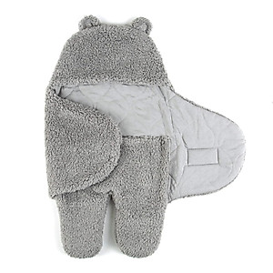 Tadpoles Super Soft Plush Sherpa Swaddle Wrap for Babies - Grey Microfiber Blanket Provides Warmth & Comfort for Stroller, Car Seat or Crib