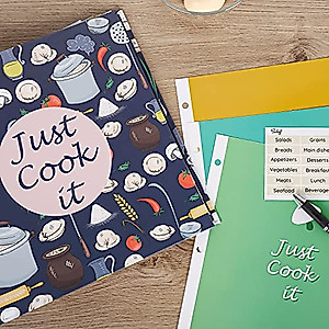 Recipe Binder Kit - 3 Ring Full Page Recipe Book Binder 8.5"x11" with 60 Page Protectors, 12 Dividers and Labels for Family Recipe Organizer, Grain Design