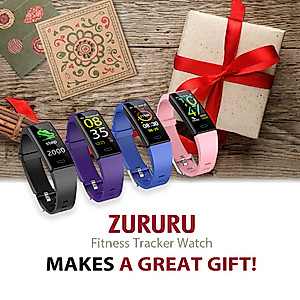 ZURURU Fitness Tracker with Blood Pressure Heart Rate Sleep Health Monitor for Men and Women, Upgraded Waterproof Activity Tracker Watch, Step Calorie Counter Pedometer Black