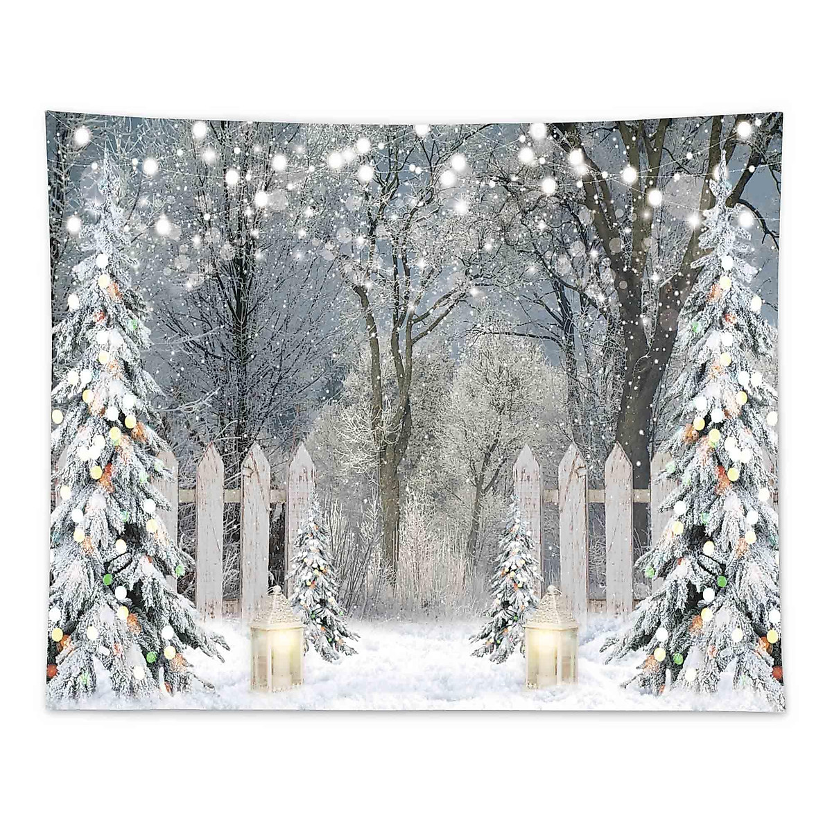 Funnytree 10x8FT Soft Fabric Winter Photography Backdrop Glitter Snowy Forest Pine Tree Background Let It Snow Christmas Xmas Holiday Party Decor Banner Portrait Studio Booth Photobooth Props