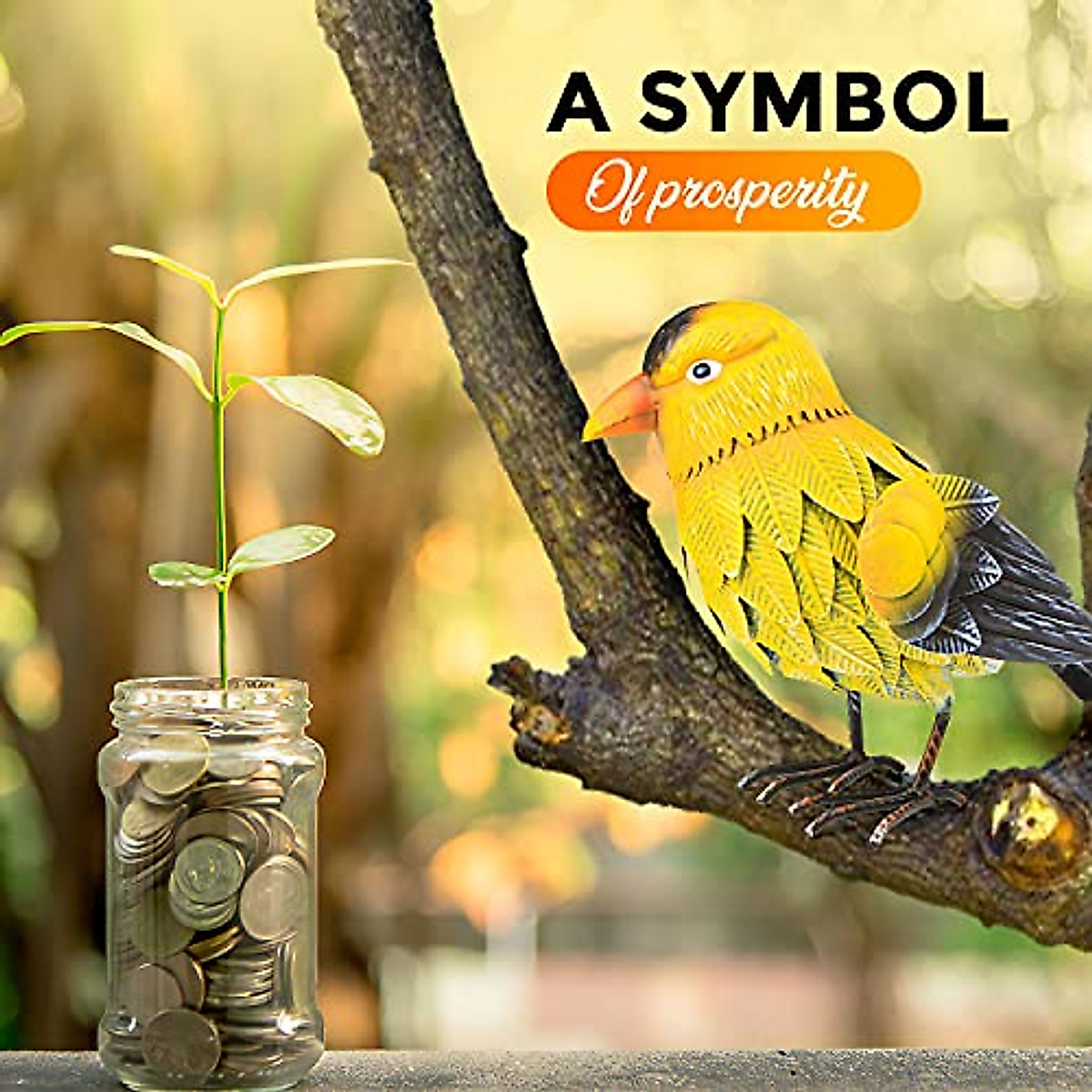 Shefio Garden Decor - Goldfinch Bird Decor, Beautiful Backyard Ideas & Garden Gifts - These Handmade Metal Birds are Perfect Outdoor Decor, Metal Yard Art for Lawn Ornament, Yard Decorations Outdoor