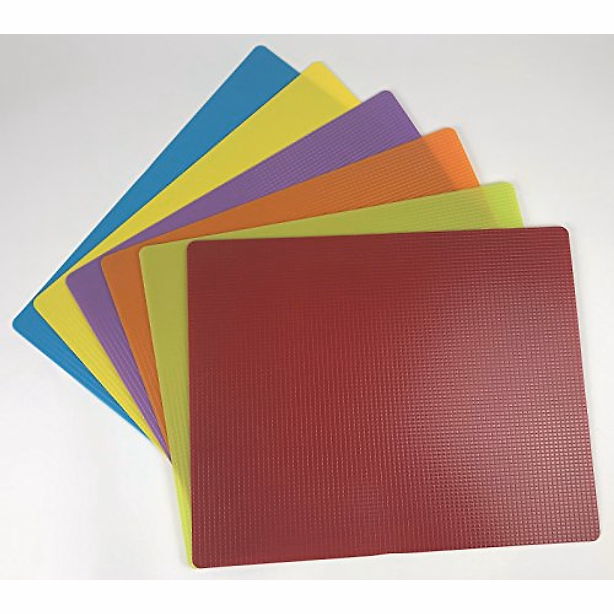 Set of 6 Color Coded Flexible Plastic Cutting Boards for Kitchen with Food Logos (12x15") - BPA Free, Anti-Slip