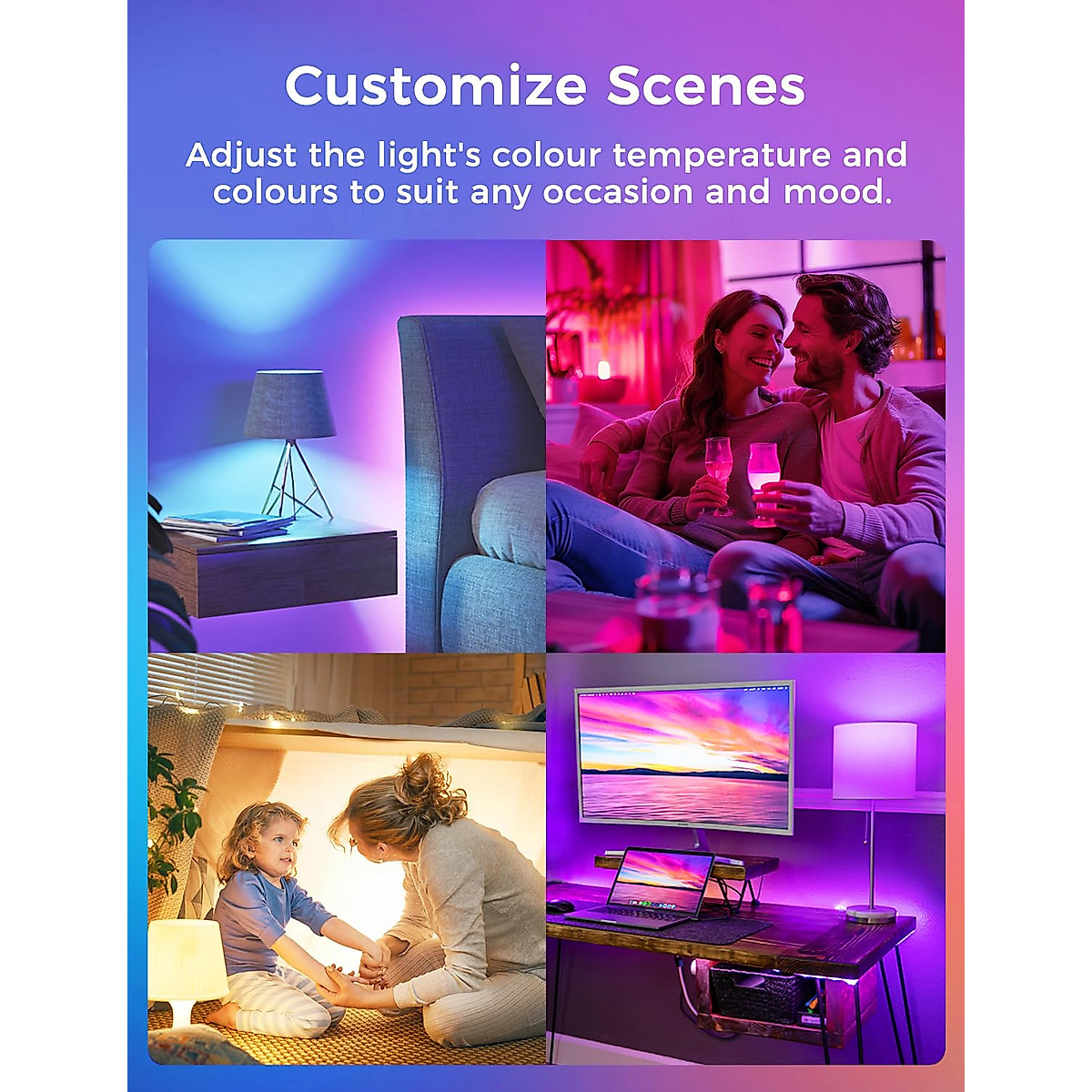 Refoss Smart Bulbs Works with Apple HomeKit, Color Changing Smart Light Bulbs Compatible with Siri, Alexa and Google Home, A19 LED Bulb, E26 Fitting, 2700K-6500K Dimmable, 9W 810 Lumens, 2 Pack