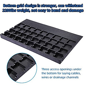 4" Rubber Threshold Ramp, 2200 Lbs Load Capacity, 3 Channels Cord Cover Can Be Used for Wire, Non-Slip Surface Rubber Solid Threshold Ramp for Wheelchair, Scooter, Mobility Scooters