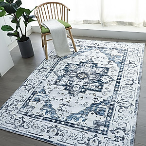 QD-Udreamy 8x10 Area Rugs - Machine Washable Area Rugs 8x10 for Living Room, Soft Washable Rugs 8x10, Non-Slip Washable Area Rug, Stain Resistant Boho Low Pile Thin washable rug 8x10