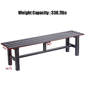 TECSPACE Aluminum Outdoor Patio Bench Black,59.1 x 14.2X 15.7 inches,Light Weight High Load-Bearing,Outdoor Bench for Park Garden,Patio and Lounge
