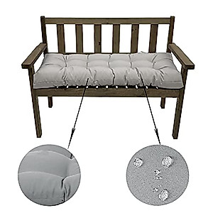 BOOMSHY 51"x20" Indoor/Outdoor Bench Cushion Cotton Garden Furniture Seat Cushion,Patio Wicker Seat Cushions with Ties for Lounger Garden Furniture Patio Lounger Bench (Light Grey)