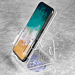 JZMYXA Bath&Shower Cell Phone Stand Holder-Handset Bracket-Suction Cup Bracket -Suction Cup Holder, Holder's Tray Mounted with Two Strong Suction Cups Suit for Most Cell Phones