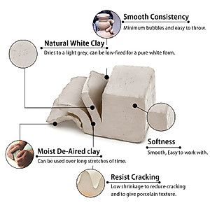 Old Potters Low Fire Pottery Clay White, 10 lbs (Cones 04 - 3) Art Modeling Clay, Ideal for Wheel Throwing and Hand Building, Pottery Clay for Sculpting, Beginners, and Advanced