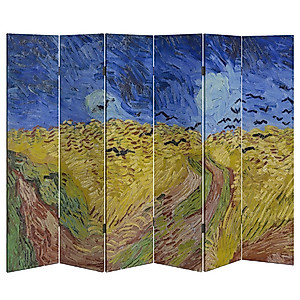 LANDCHY 6 Panel Room Divider Oversized 7.8FT W Foldable Room Divider Privacy Screen Van Gogh's Painting-Wheat Field with Crows,Foldable Portable Room Separating Divider Room Partition Freestanding