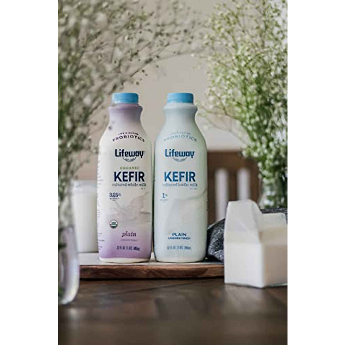 Lifeway Organic Whole Milk Kefir - 10g Protein, 12 Live Active Probiotic Cultures, Up to 99% Lactose Free, Gluten Free - Plain, 32 oz