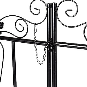 Outdoor Metal Garden Arbor Decorative Steel Garden Trellis Arch Stand with Gate, 8'H x 3.6'W, Black