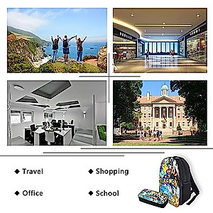 henapeym Fashion Kids Backpack Set Casual School Backpack with Pencil Case, Anime Cute Bookbag for Students Boys Girls