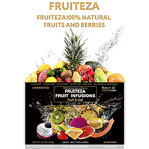 Fruiteza Fruit Infusions - Herbal Tea Bags - Herbal Sampler Variety Pack - Iced Tea Box – Decaf Tea Bags - Assorted Fruit Tea - Passion Fruit Tea Packs – Decaffeinated Immunity Tea – Water Flavoring Cold Brew Bags Tropical Fruits - Unsweetened, 10 Count (