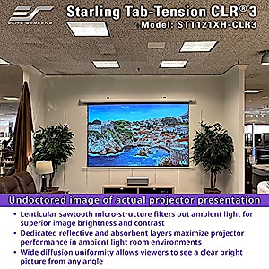 Elite Screens Starling Tab-Tension CLR® 3 Series, 121 INCH Diag.16:9 Ultra Short Throw Ceiling Ambient Light Rejecting (CLR/ALR) Electric Wall/Ceiling Retractable Projector Screen, STT121XH-CLR3