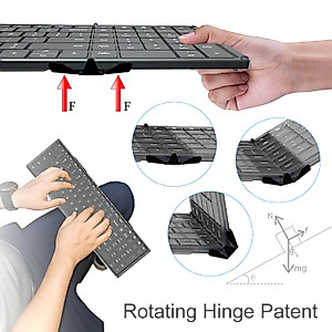 Gimibox Foldable Bluetooth Keyboard, GB320 Full Size Wireless Keyboard with Numeric Keypad, Portable Travel Keyboard for Windows iOS Android Tablets and Smartphones,Sync Up to 3 Devices(Black)