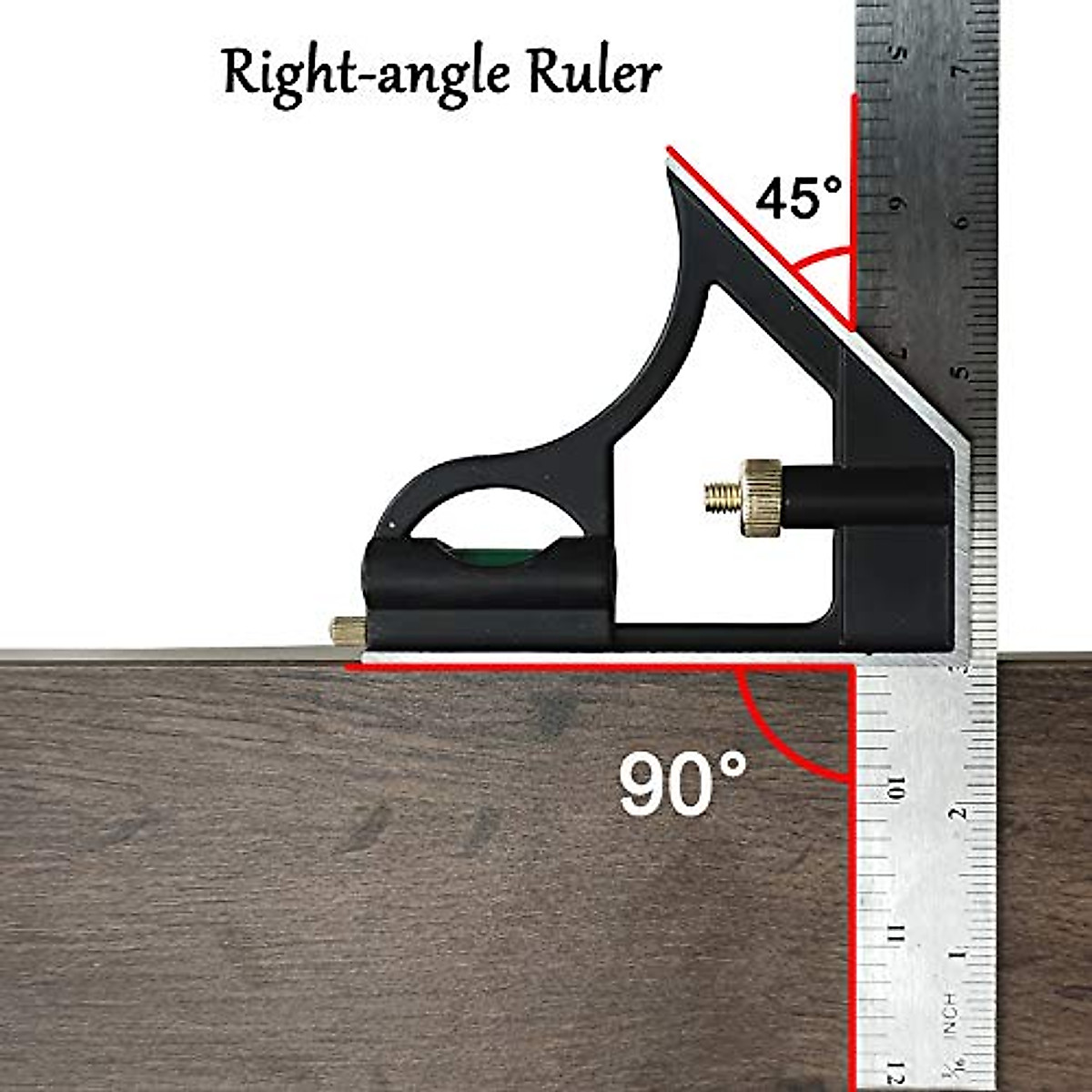 DUEBEL Combination Square 12” Horizontal Square Stainless Steel Multi-Function Carpentry Squares Right 90 Degree Angle Ruler Woodworking Square