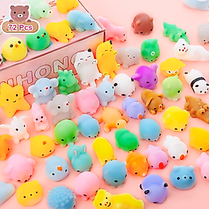 YIHONG 72 Pcs Kawaii Squishies, Mochi Squishy Toys for Kids Party Favors, Mini Stress Relief Toys for Christmas Party Favors, Classroom Prizes, Birthday Gift, Goodie Bag Stuffers