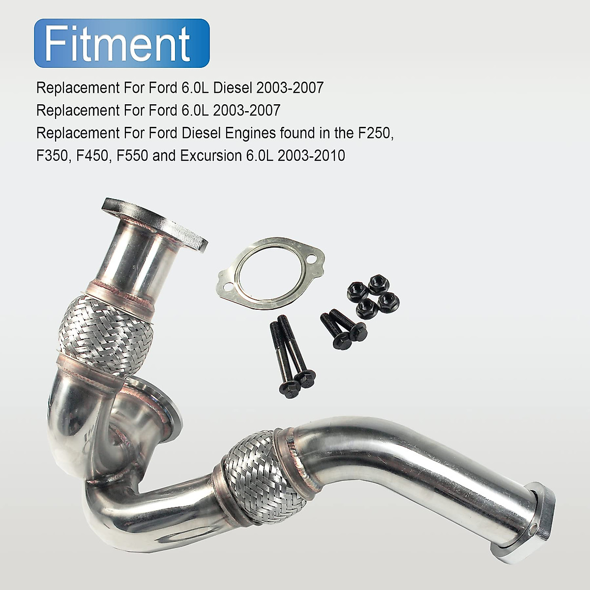 JDMSPEED New Turbocharger Y-Pipe Up Pipe Kit With Gasket Replacement For Ford 6.0L Diesel 2003-2007 Replaces# 5C3Z6K854CA 679-011 679-012 1846581C1