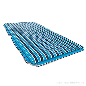 Aqua Supersized  Floating Water Mat – Heavy Duty Floating Island Pad with Expandable Zippers – Navy/White Stripe