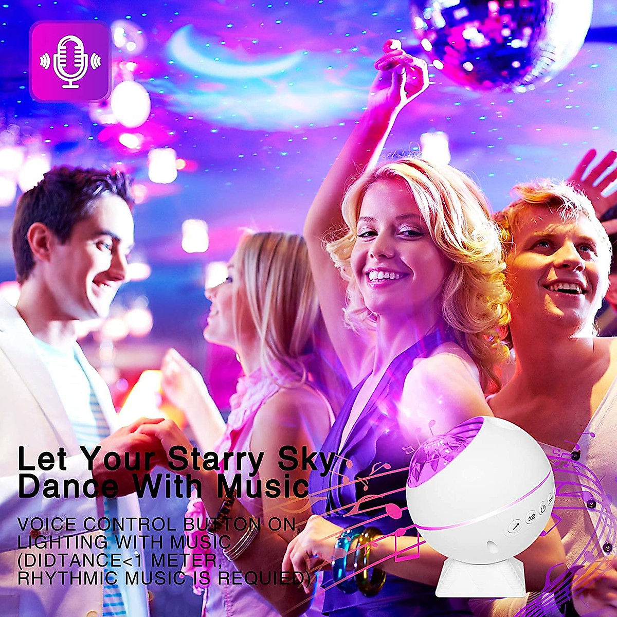 Star Projector, Galaxy Projector, Led Night Light with Remote Control Voice Control，for Bedroom New Year Gift Baby Rooms Starlight Dinners Game Rooms Home Party Gift for Kids (White)