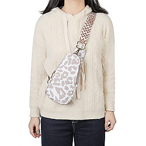 CVRTUM Women Small Crossbody Chest Bag PU Leather Sling Bag Satchel Daypack Hiking Shoulder Backpack for Traveling (Brown)