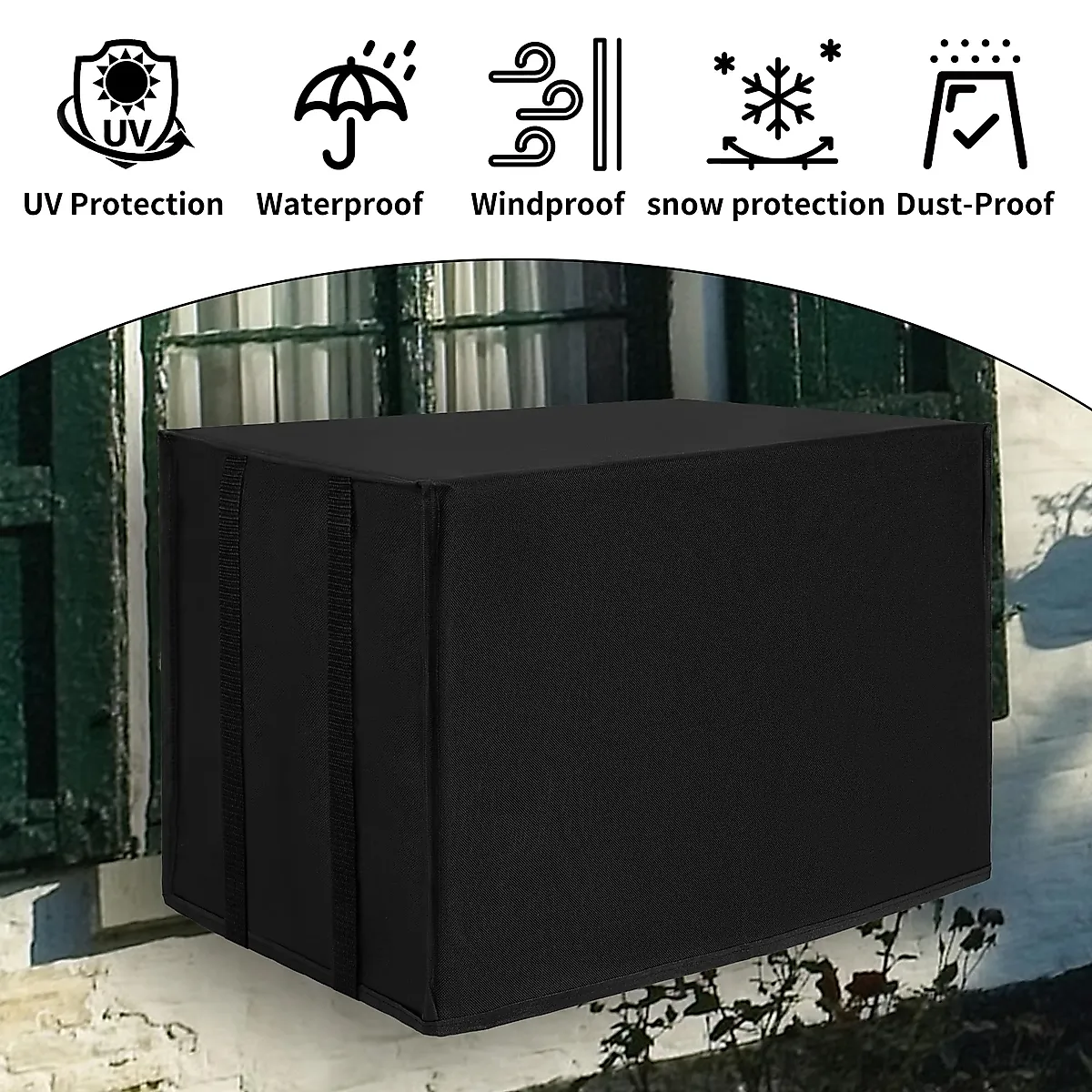 Window Air Conditioner Cover fits Midea U-shaped AC Covers Outside Units 21.4x13.4x13.8 inch Waterproof Dustproof Outdoor AC Cover
