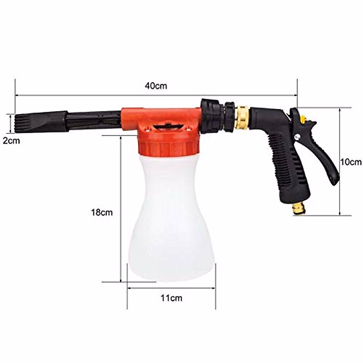 One Piece of Car Wash Foam Gun Water Gun Spray Garden Washing Machine Hose Wand Nozzle Sprayer Watering Spray Sprinkler Cleaning Tool Size 13.5 cm X 13.5 cm X 23 cm (Color : RED)