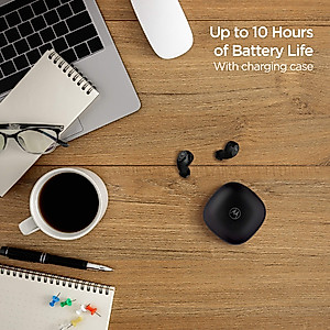 Motorola Moto Buds Charge - True Wireless Bluetooth in-Ear Headphones - Charging Case, IPX5 Waterproof Cordless Earbuds, Mobile Charge Capability, Up to 10 Hours Battery Life, Built-in Mic - Black