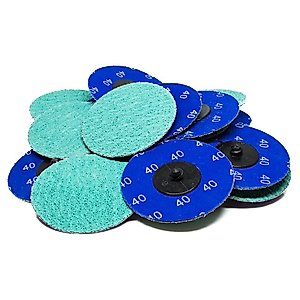 Benchmark Abrasives 3" Quick Change Green Zirconia Sanding Discs with Male R-Type Backing for Surface Finish Grind Polish Burr Rust Paint Removal Use with Die Grinder (25 Pack) - 36 Grit