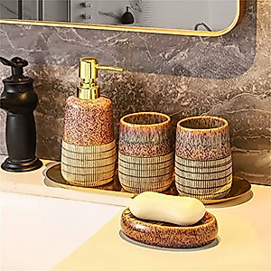 CZDYUF Ceramic Bathroom Five-Piece Wash Set Bathroom Supplies Bathroom Mouthwash Cup Toothbrush Cup Set