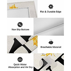 Outdoor Area Rug for Patio,Thanksgiving Orange Fall Maple Leaf Plaid Camping Rugs Indoor Large Floor Mat 4x6ft,Farm Love Quote Line Outside Carpet for Deck RV Picnic Porch Backyard Bedroom