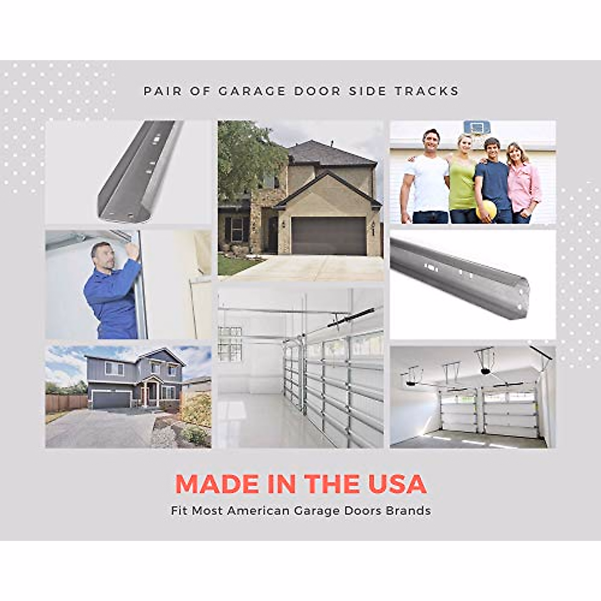 Garage Door Vertical Track Replacement – Set of Left and Right for 7 Foot Tall - Galvanized Steel Hardware Door Rails for Residential/Light Commercial Side Tracks for 2-inch Rollers