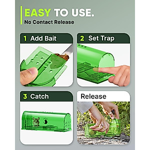Motel Mouse Humane Mouse Traps No Kill Live Catch and Release 4 Pack - Reusable, Easy to Use & Clean, No Touch Release, Sensitive Includes Cleaning Brush, Instruction Manual & Video - Mousetrap Indoor