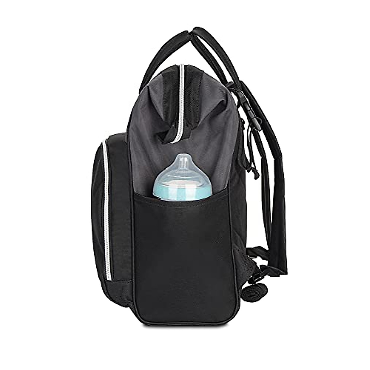 Bananafish Diaper Bag - Multi-Function Design Nappy Bag for Baby Care or Travel - Carry or Wear as Backpack - Large Capacity in Trendy, Stylish Design, Black/Grey, one Size