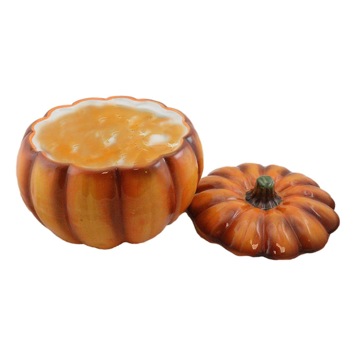 Ebros 6" Diameter Home And Kitchen Gourmet Vegetable Pumpkin Soup Or Dessert Bowl With Lid Ceramic Decor Dinnerware For Halloween Pumpkins Party Accent (1)