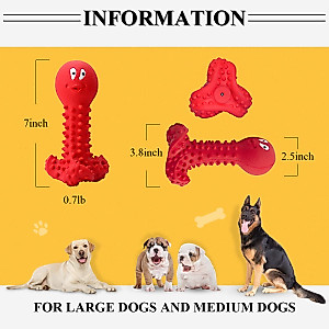 Wieppo Squeaky Dog Toys for Aggressive Chewers Large Breed, Medium Dogs, Natural Durable Rubber Dog Chew Toys