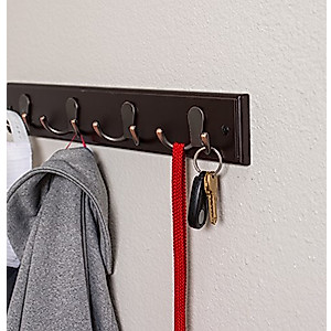 BirdRock Home Dual Hook Coat and Hat Rack - 4 Dual Hooks - 17 Inches - Wall Mount - Decorative Home Storage - Entryway Foyer Hallway Bathroom Bedroom Rail - Oil Rubbed Bronze Hooks - Dark Brown Pine B