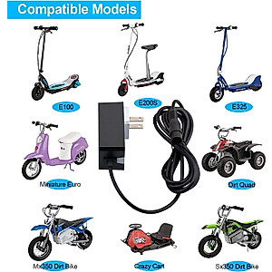 24V Charger for Razor Trikke E2 Ground Force Drifter Kart E300 E200 E100 E125 E150 PR200 MX350 Dirt Quad Pocket Mod