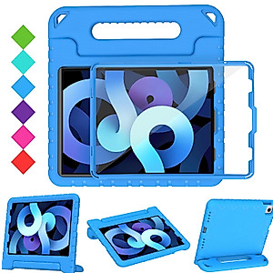 BMOUO Kids Case for iPad Air 5th/4th Generation (10.9 inch,2022/2020), iPad Air 5/4 Case with Screen Protector, Shockproof Protective Kids Case with Handle Stand for iPad Air 4/5 Gen, Blue