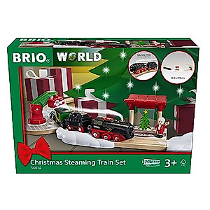 BRIO World – 36014 Christmas Steaming Train Set | 27-Piece Kid-Friendly Set | Age 3+ Compatible | FSC-Certified Beech Wood | Complements All BRIO Railway Sets & Accessories | Multicolor