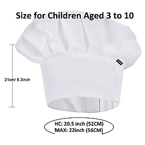 ESHATO Kids Chef Hat, Adjustable Elastic Cotton Cooking Cap for Children White