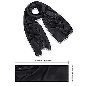 Boao Women Scarves Soft Long Satin Shawl Wrap Light Sheer Scarf for Wedding Party Accessory (Black)