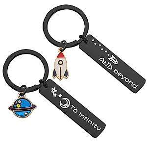 MAOFAED Couples Keychain I Love You to Infinity and Beyond Boyfriend Girlfriend Gift BFF Daughter Son Gift (rocket planet blakc)