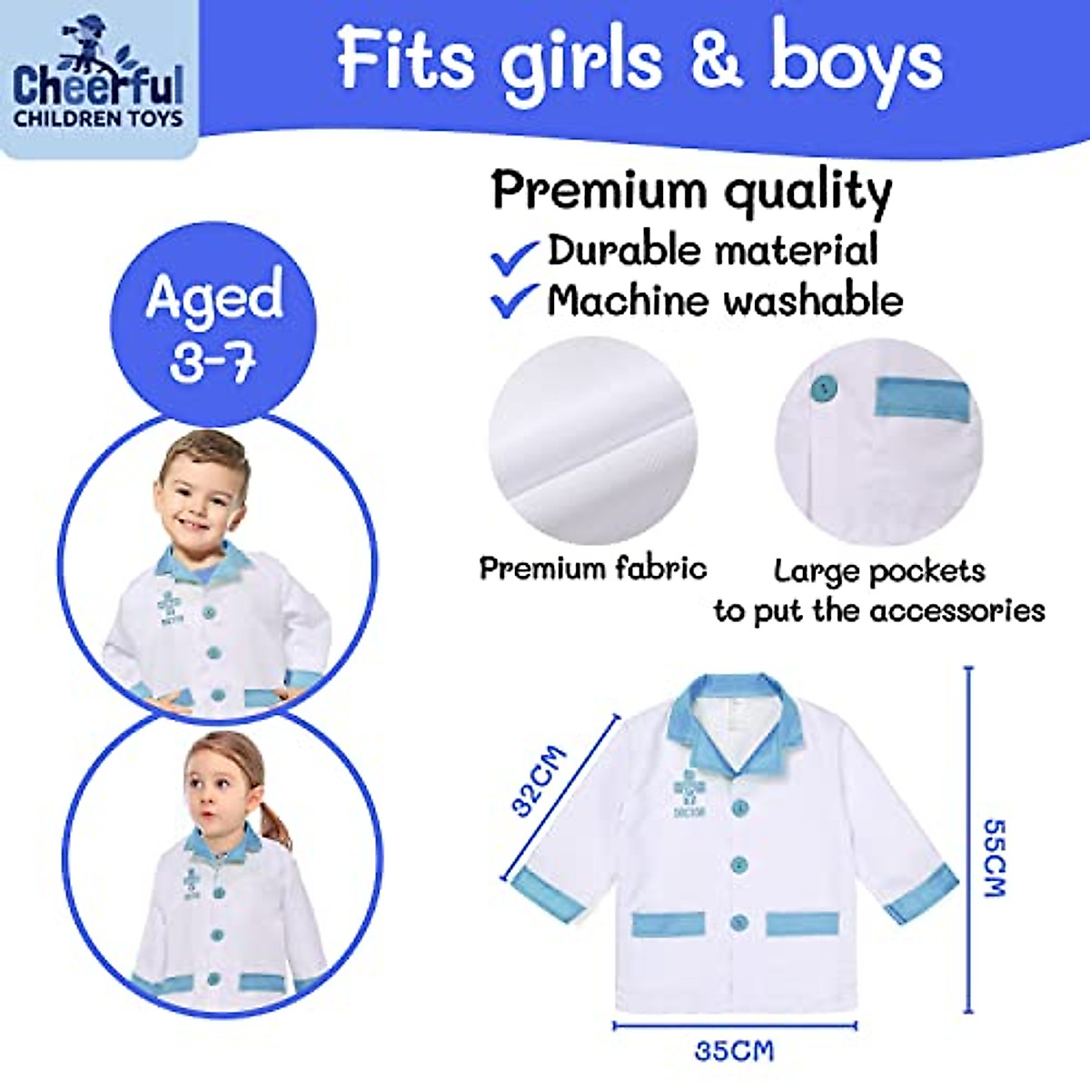 Doctor Costume For Kids Doctor Costume - Includes Kids Lab Coat - Ideal Career Day Costume For Kids - Including Kids Doctor Coat. Girls Doctor Costume - Boys Dress Up - Kids Veterinarian Costume